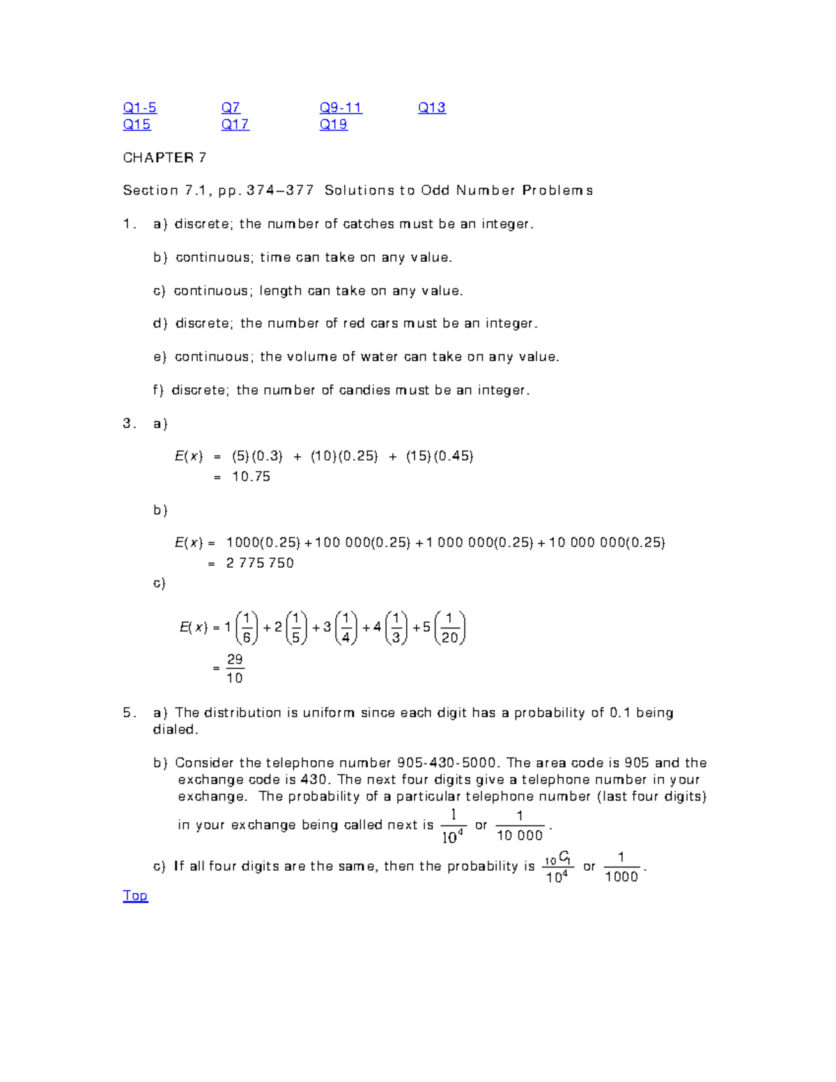 Mdm12Section 7 1 Odd Solutions Final - Q15 Q7 Q17 Q19 Q13 CHAPTER 7 ...