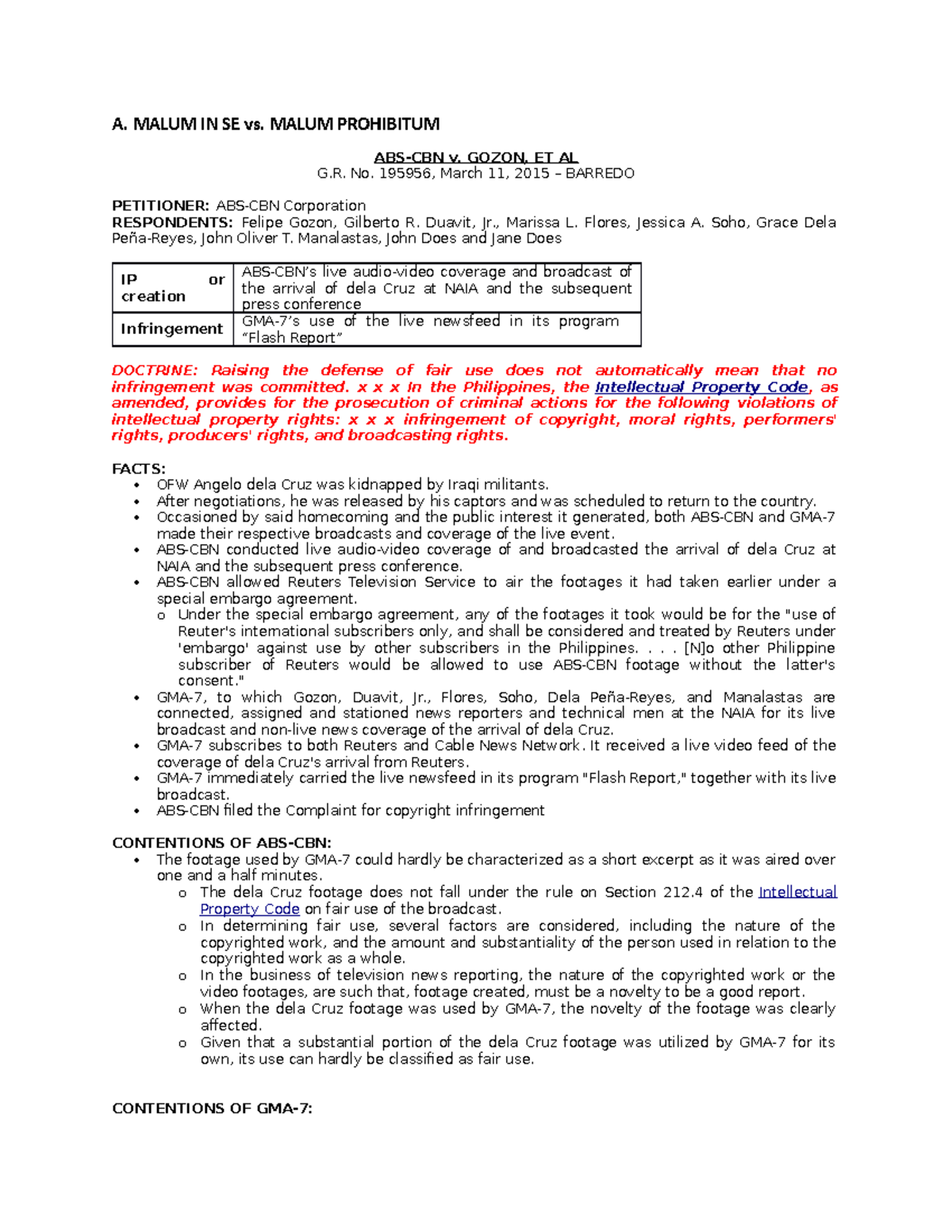 Malum IN SE vs. Malum Prohibitum - digest - A. MALUM IN SE vs. MALUM ...