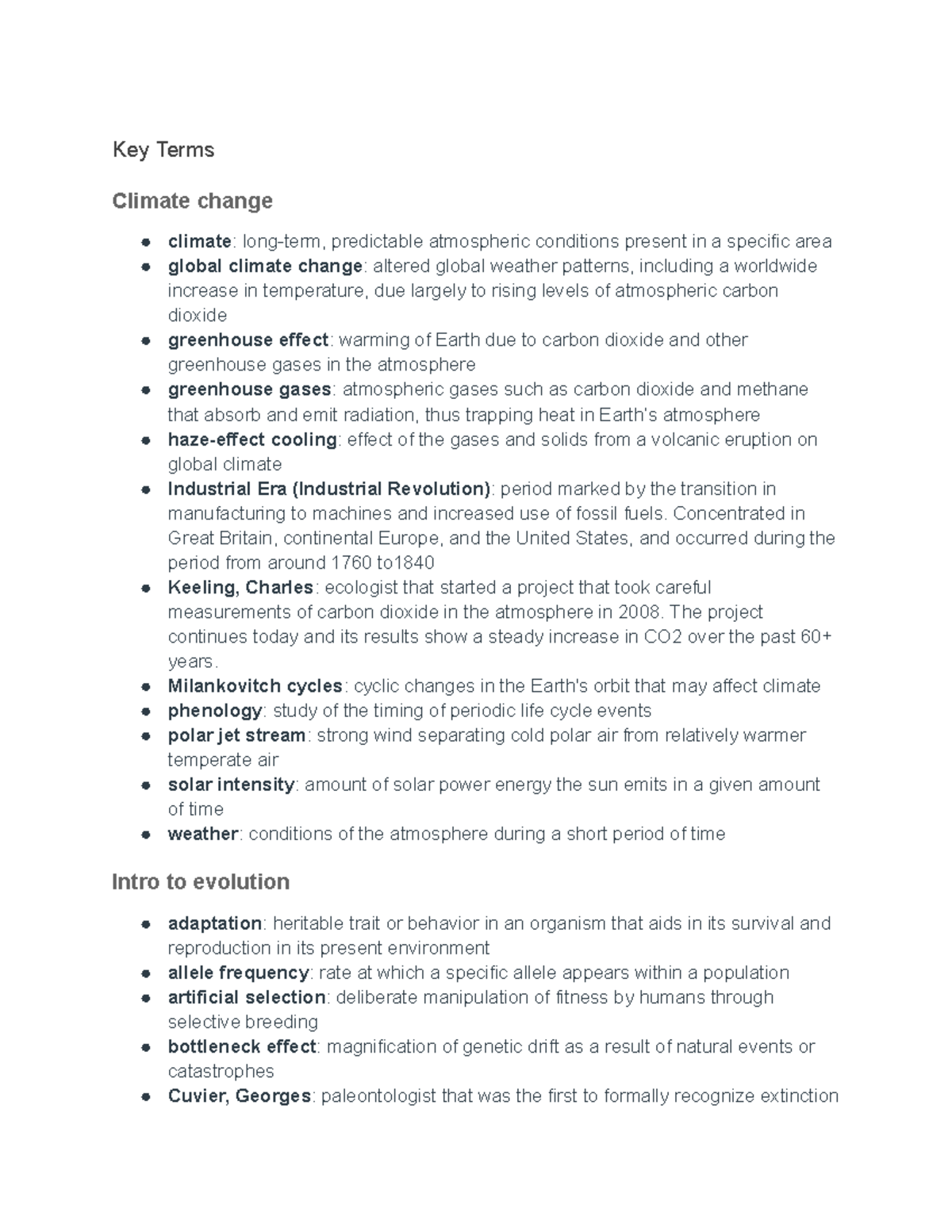 Eco and Evo Unit 1 - All lecture notes and key terms from unit one ...