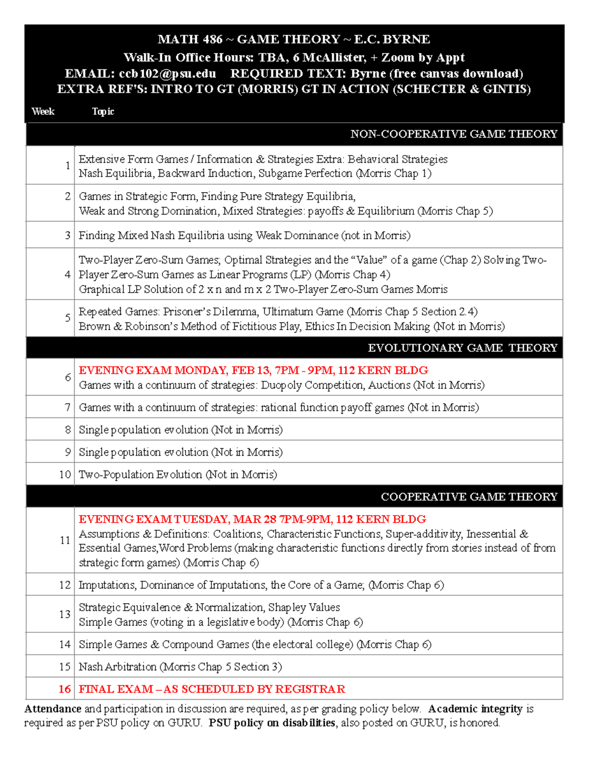 Syllabus Math 486 Sec123 2022-23 Sp - Attendance and participation in ...