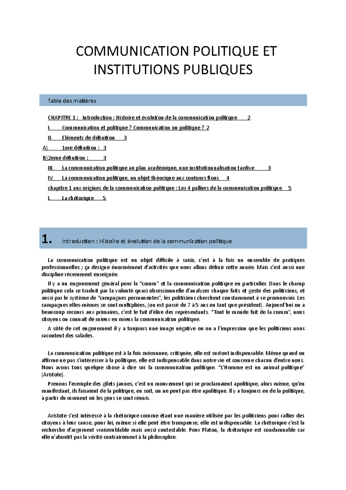 Communication Politique ET Institutions Publiques - COMMUNICATION ...