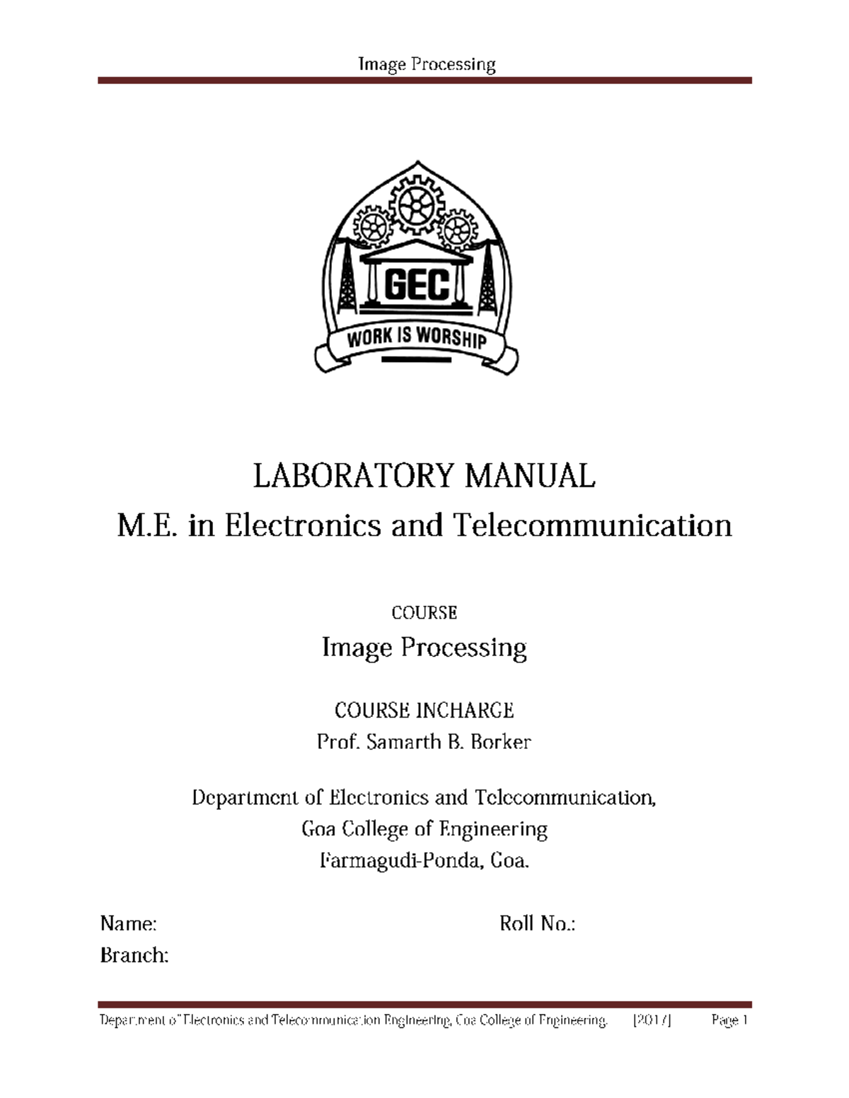 431471651 Image Processing Lab Manual 2017 - SEMESTER 3 a) Image ...
