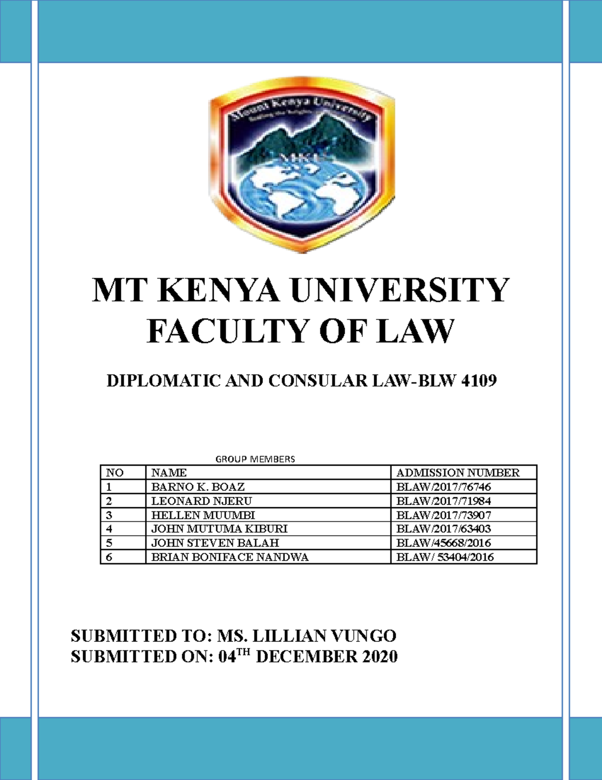 International Organisations - MT KENYA UNIVERSITY FACULTY OF LAW ...