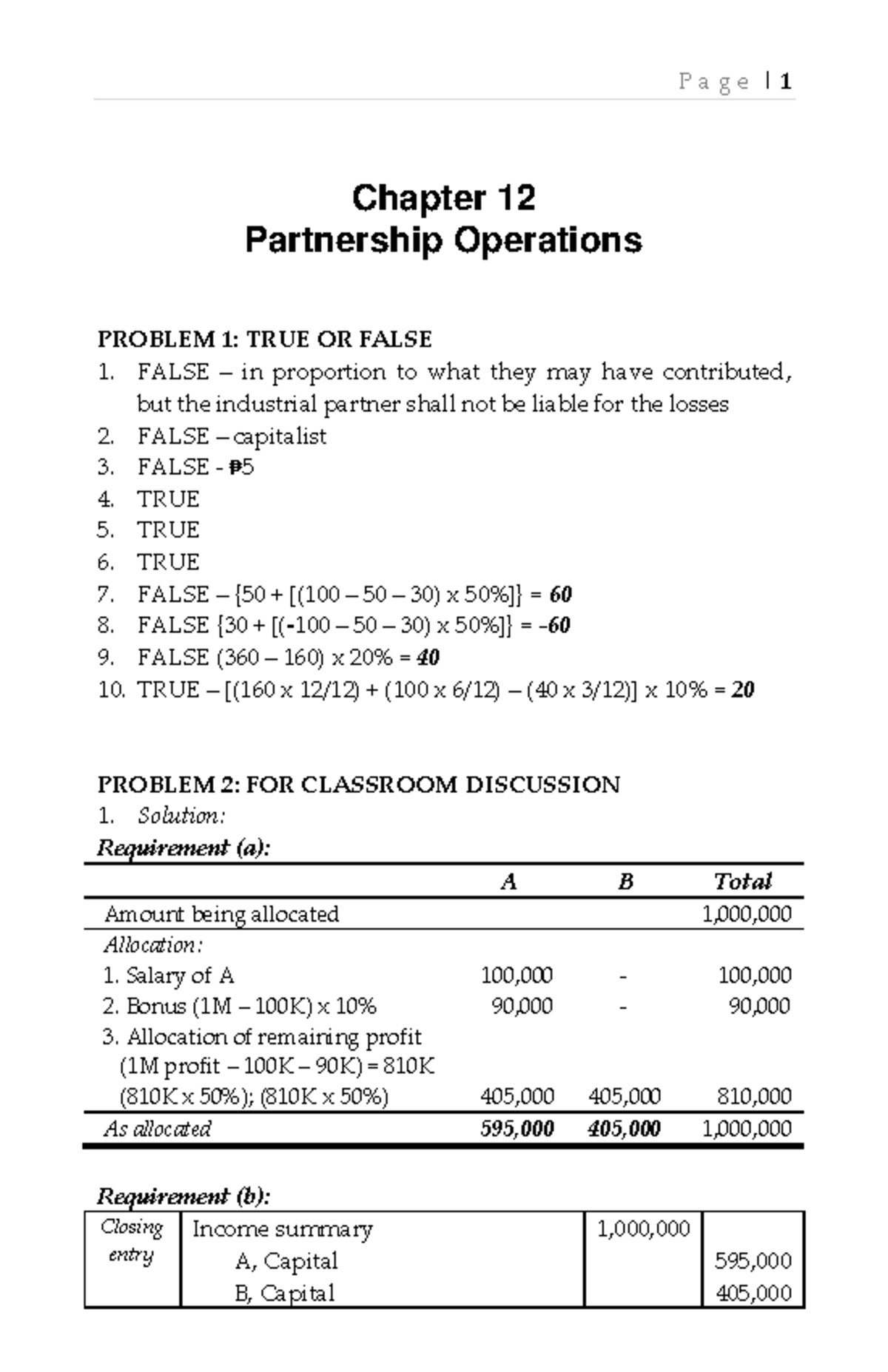 FAR Chapter 12 Partnership operations - P a g e | 1 Chapter 12 ...