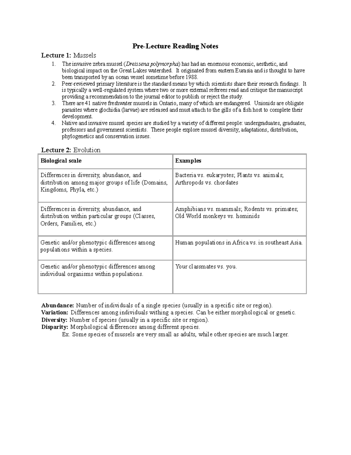 Pre-Lecture Reading Notes - Pre-Lecture Reading Notes Lecture 1 ...