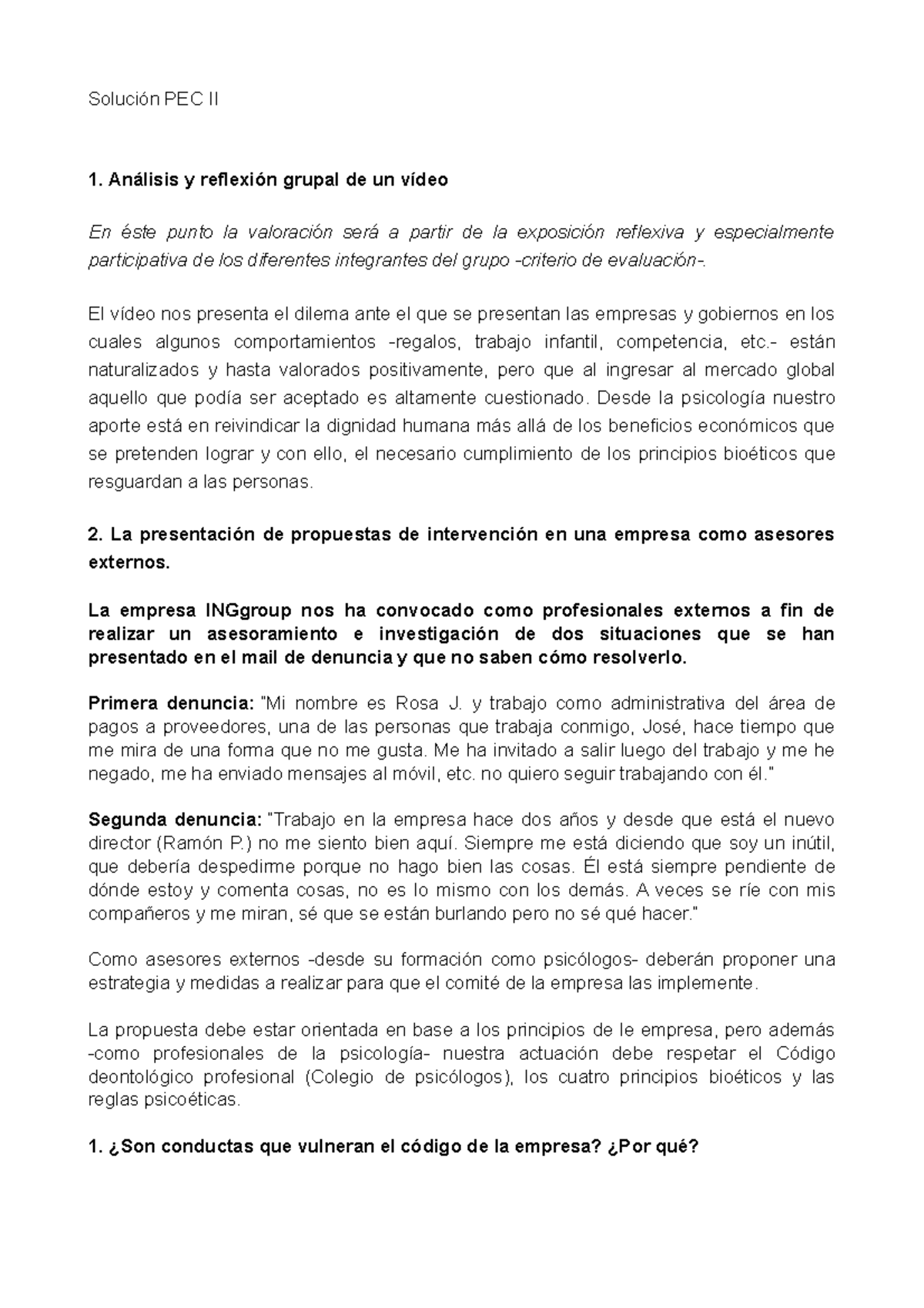 Solucio¿n PEC II - Solución PEC 2 de ética - Solución PEC II Análisis y ...