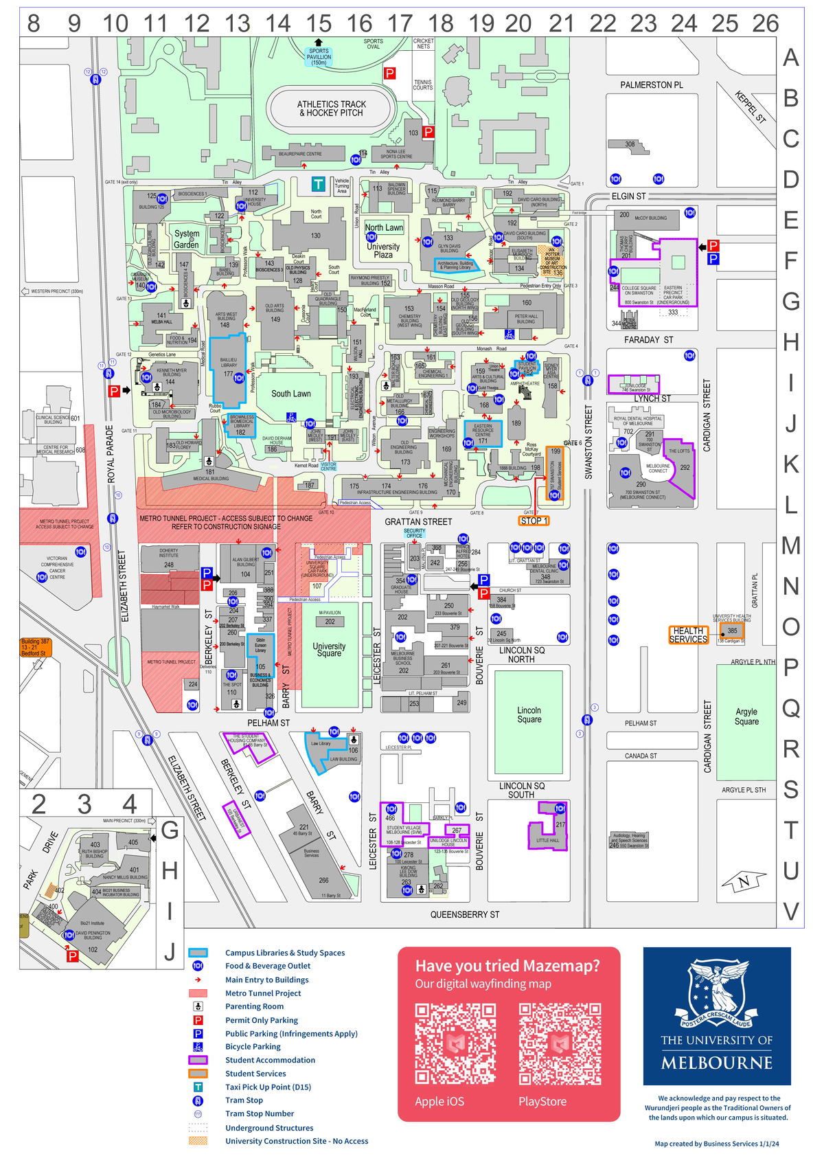 Melb Uni Map 5992384102 - 101 M V R Q P T U S N O 8 9 10 11 12 13 14 15 ...