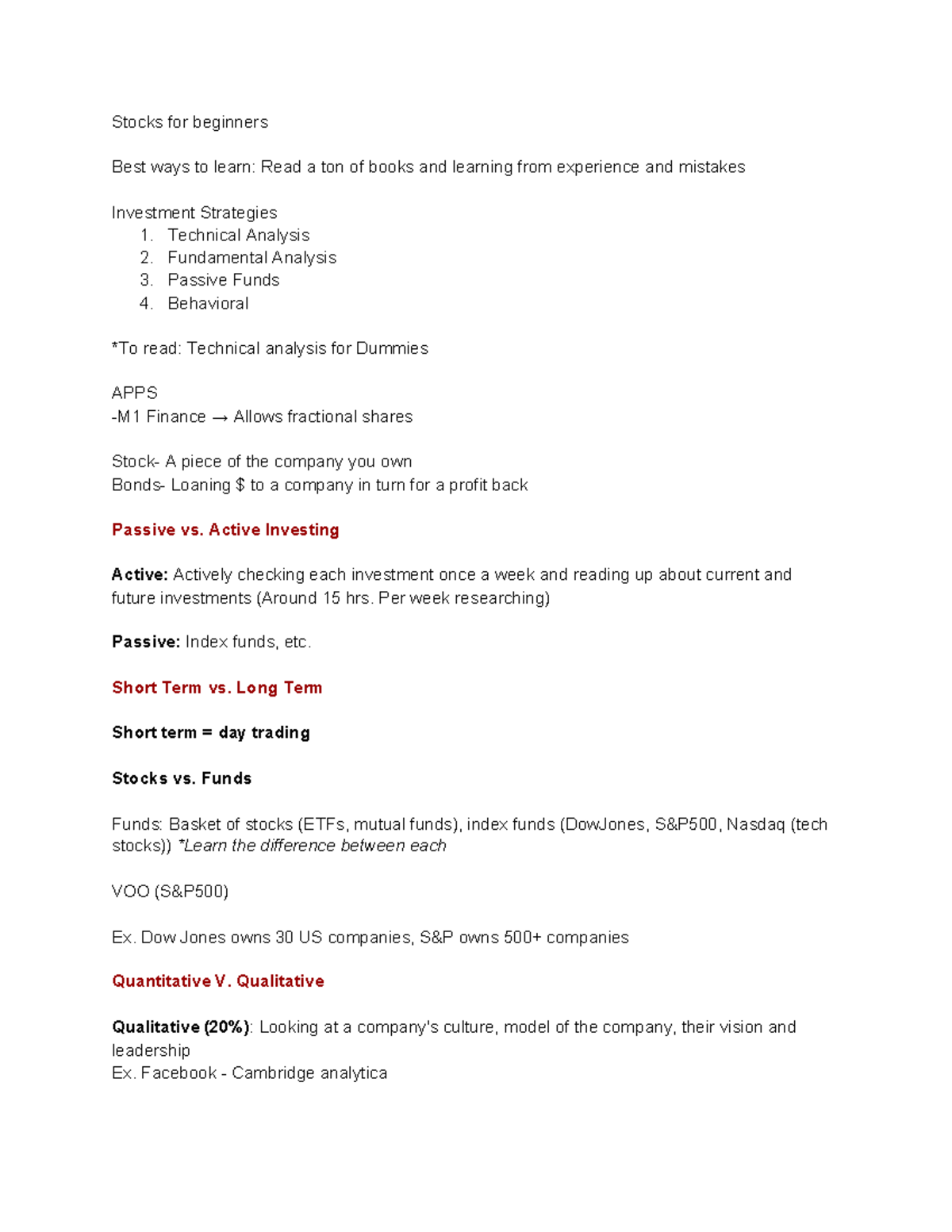 Stocks 101 - Lecture notes - Stocks for beginners Best ways to learn ...