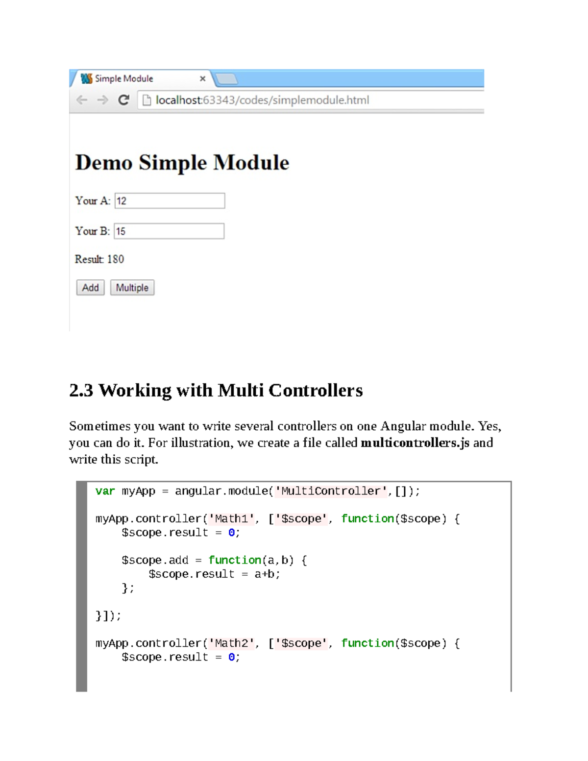 Angular JS Programming by Example-4 - 2 Working with Multi Controllers Sometimes you want to ...