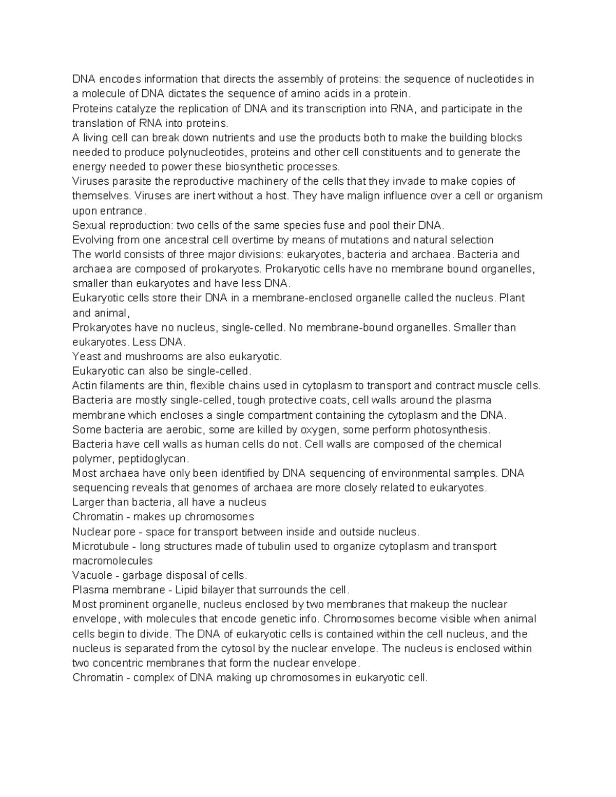 Bio130 Midterm Comprehensive Notes on DNA and Proteins - DNA encodes ...