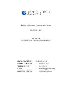 OUMH1203 TAKE HOME Examination - TAKE HOME EXAMINATION SEPTEMBER / 2022 ...