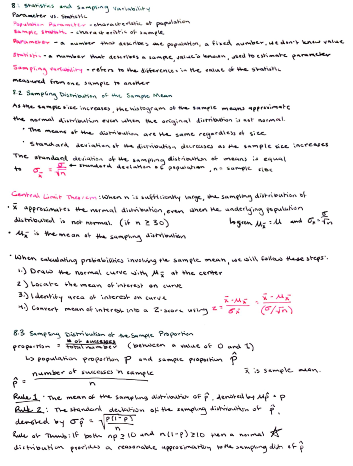 Ch 8 Video Notes (8.1, 8.2, 8 - MATH 240 - Studocu