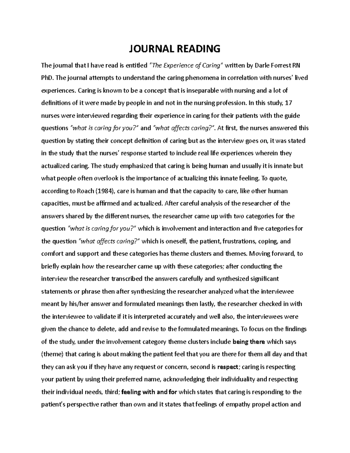 Journal Reading Reflection - JOURNAL READING The journal that I have ...