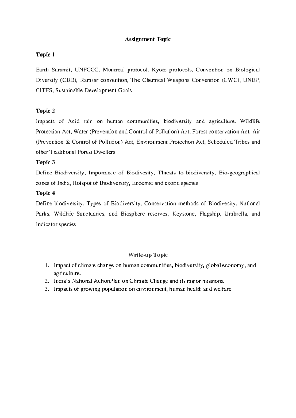 Assignment and write-up topic 2nd year - Assignment Topic Topic 1 Earth ...