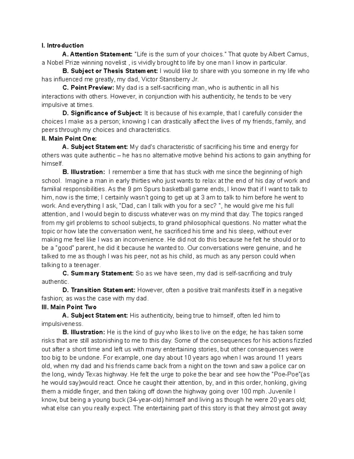 Tribute Speech to my dad, explaining the effect he has on my life - I ...