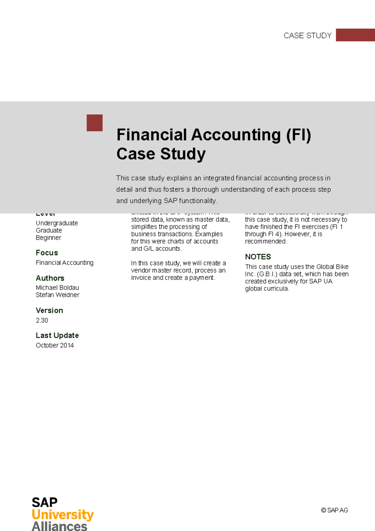 Intro ERP Using GBI Case Study FI[A4] en v2 - Product SAP ERP G.B. Release 6. Level ...