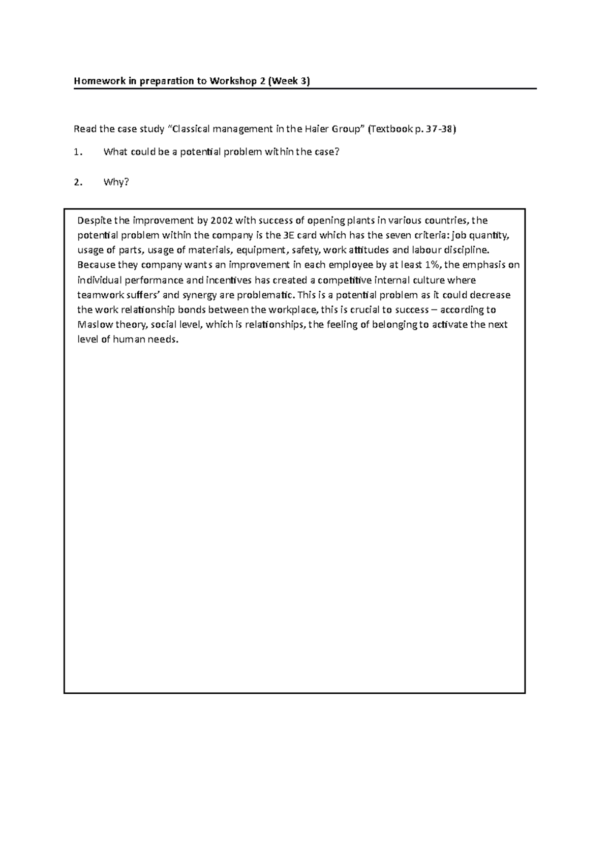 Workshop 2 Week 3 homework(1) - Homework in preparation to Workshop 2 ...