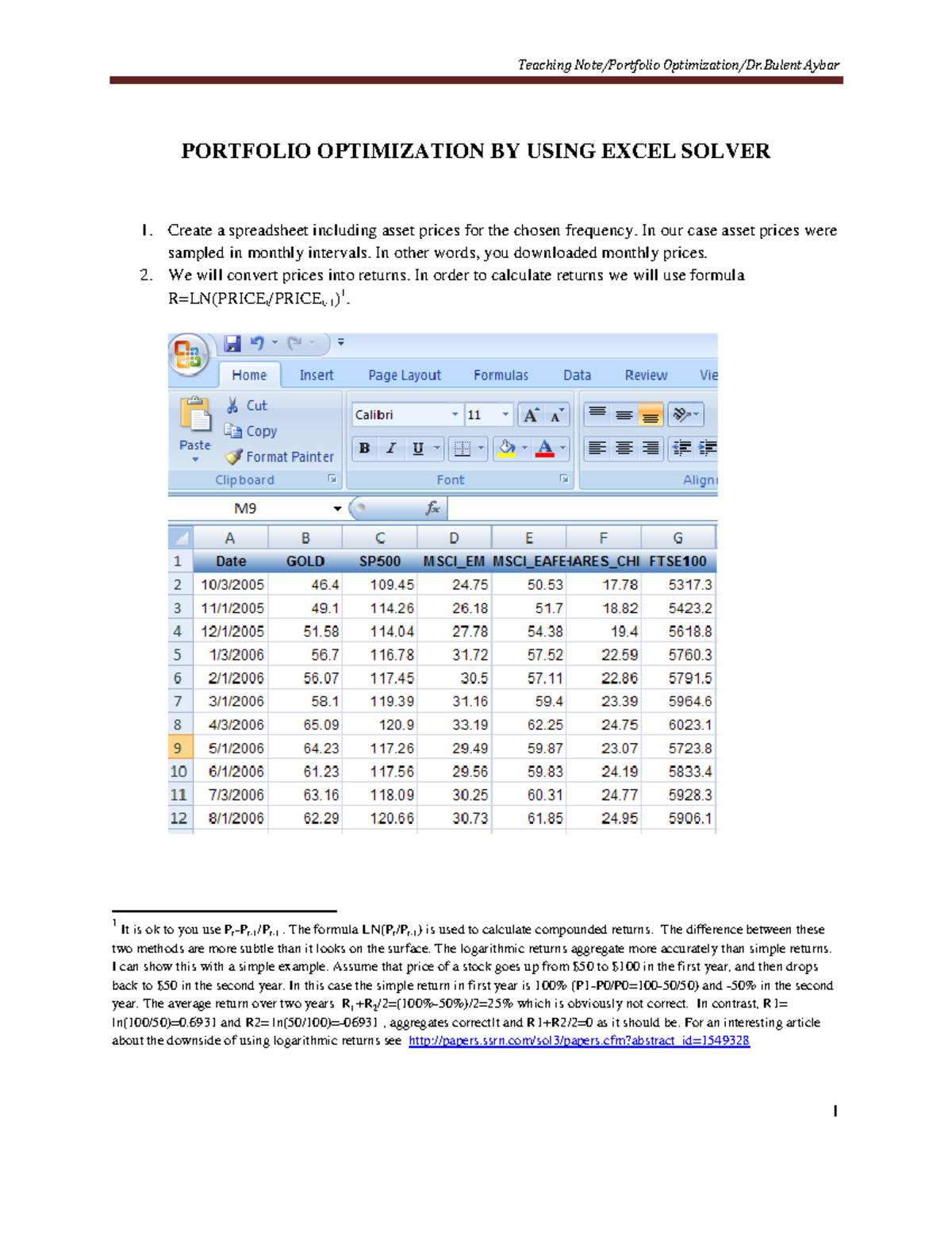 Q8. Portfolio Optimization QTB assignment guidelines - Teaching Aybar PORTFOLIO OPTIMIZATION ...