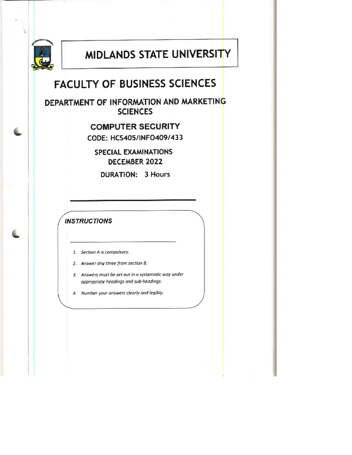 INFOsec DEC 2022 - Past Paper - Information Systems - Studocu