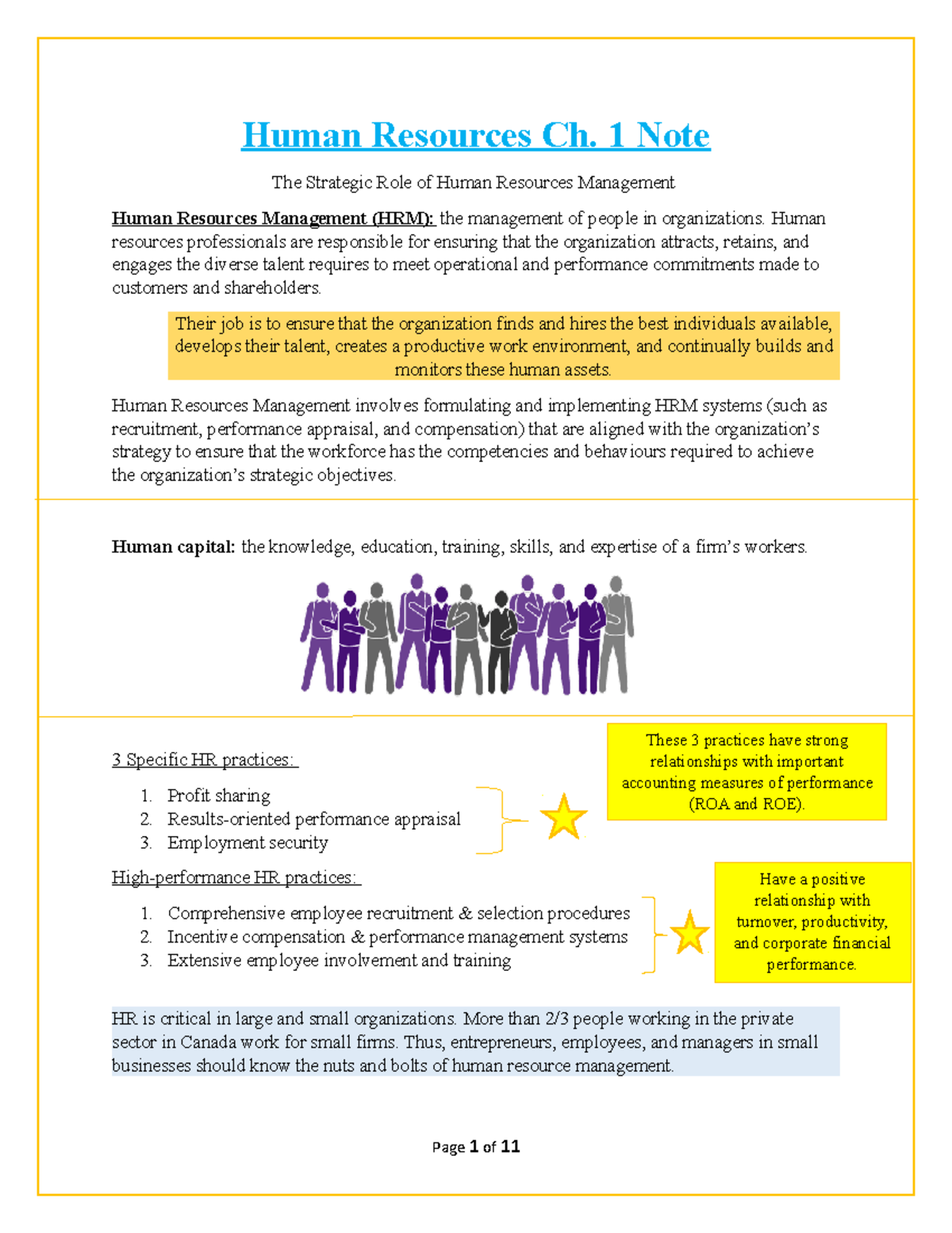 Human Resources Ch 1 Note - Human Resources Ch. 1 Note The Strategic ...