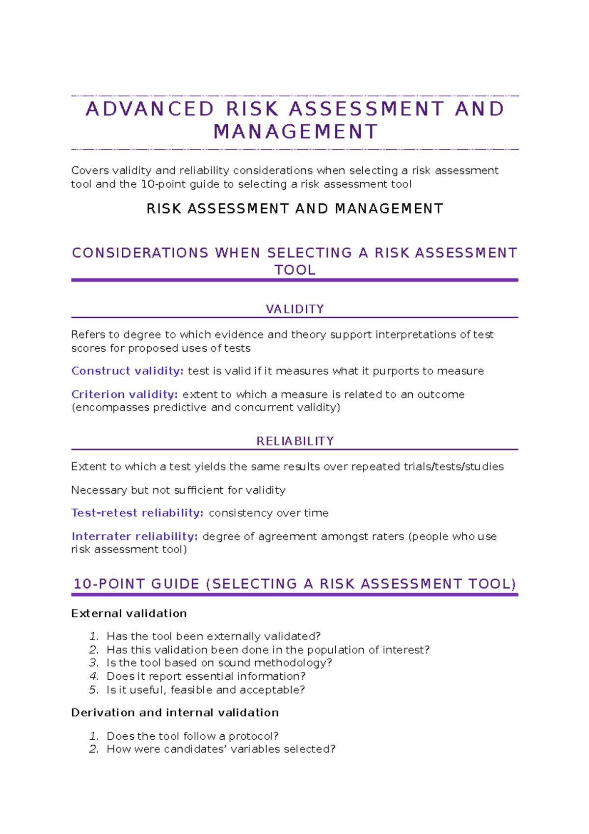Advanced Risk Assessment and Management 9 - A D VA N C E D R I S K A S ...