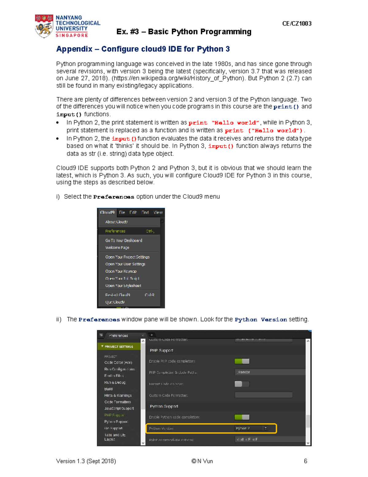CZ1003 3 - practical - CE/CZ Ex. #3 – Basic Python Programming Version ...