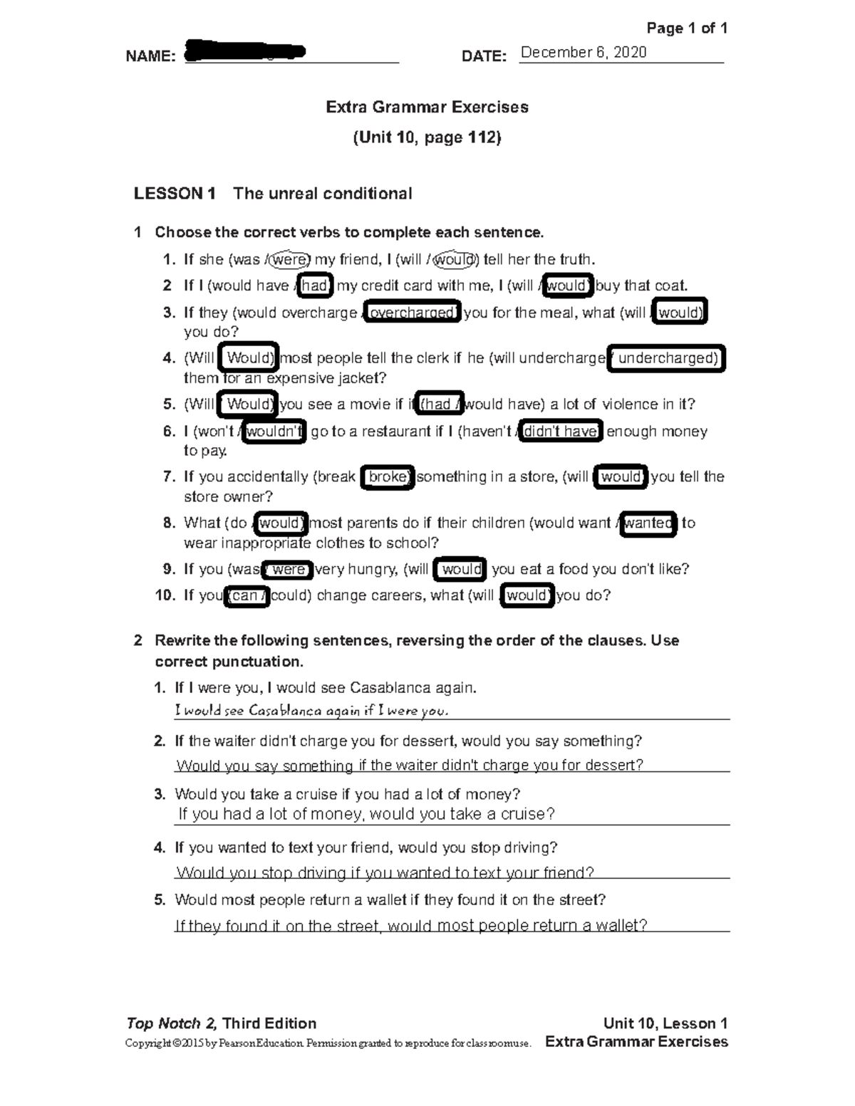 Unit 10 Homework - Ejercicios de ingles 3 para la unida 10. estos ...