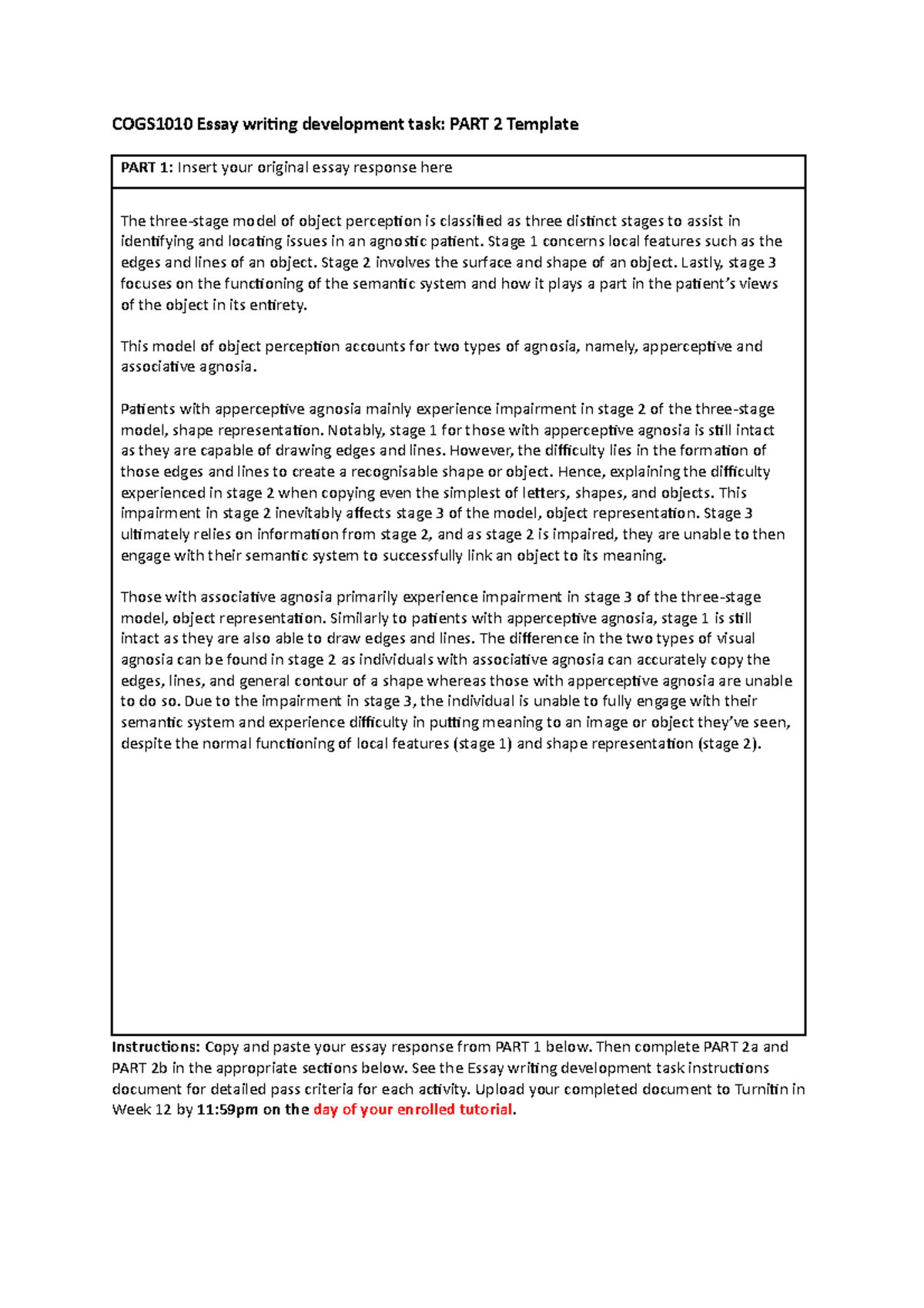 Cogs1010 assignment p2 - COGS1010 Essay writing development task: PART 2 Template PART 1: Insert ...