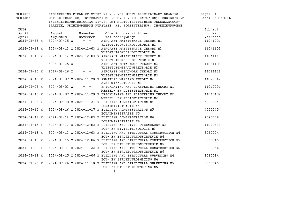 2024 Final Timetable - Engineering Studies ...