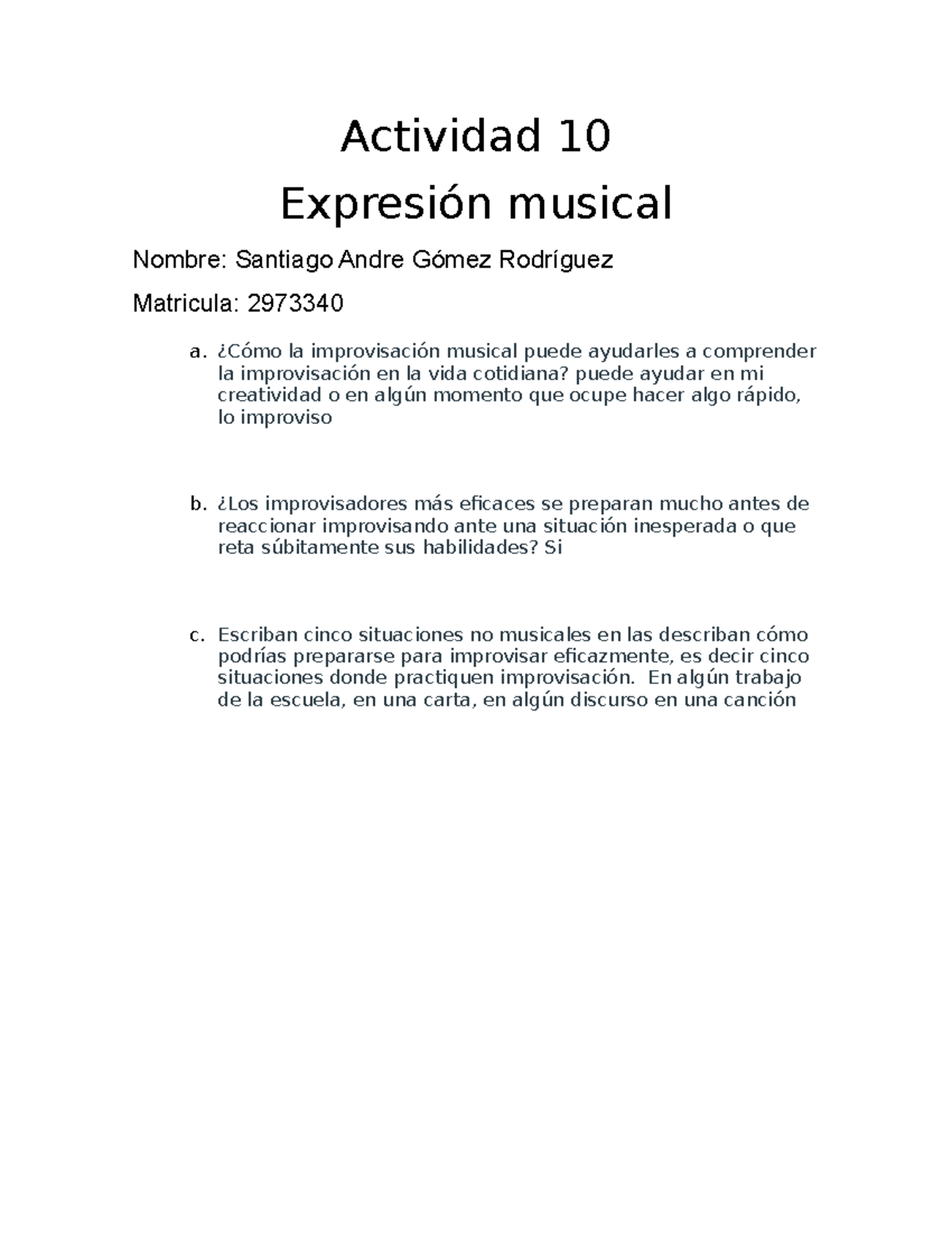 Actividad 10 exp musical - Actividad 10 Expresión musical Nombre ...