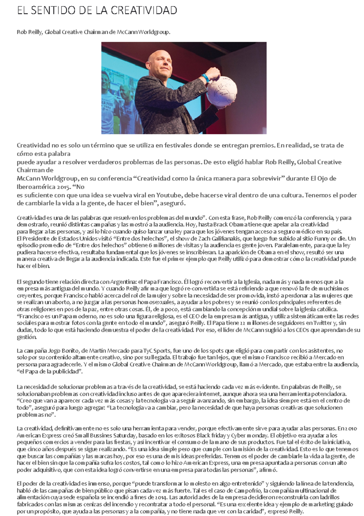 El sentido de la creatividad - EL SENTIDO DE LA CREATIVIDAD Rob Reilly ...