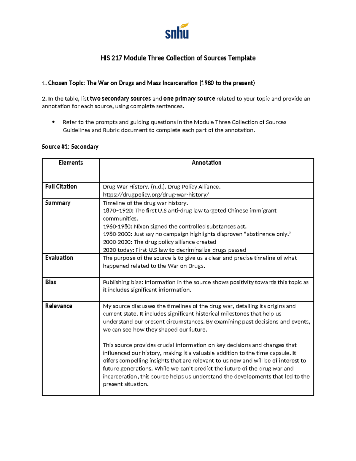 HIS 217 Module 3 Collection of Sources - HIS 217 Module Three ...