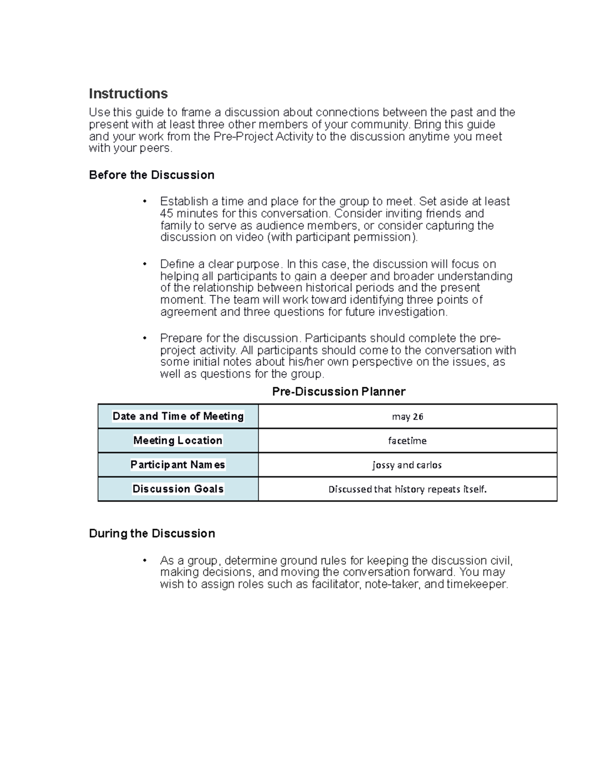 03 Does History Repeat Itself Discussion Guide (1) - Instructions Use ...