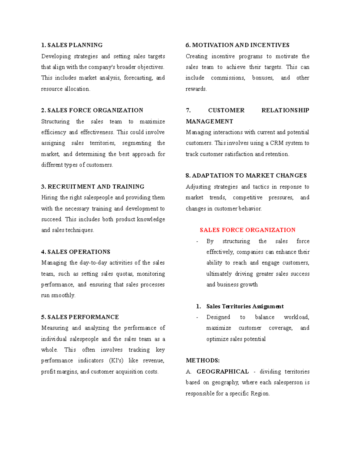 SM Lesson 1-3 - 1. SALES PLANNING Developing strategies and setting ...