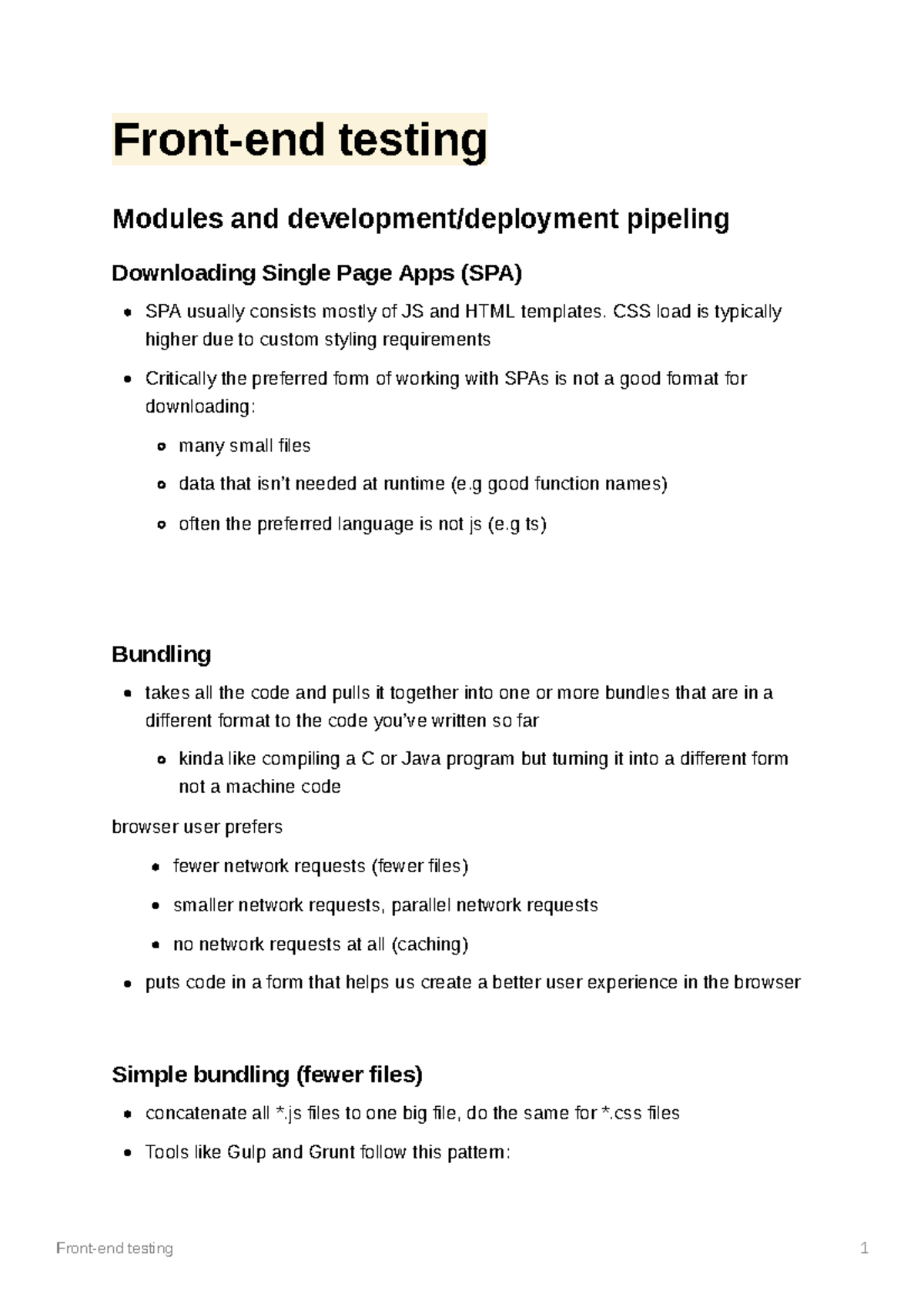 Front-end testing - Front-end testing Modules and development ...
