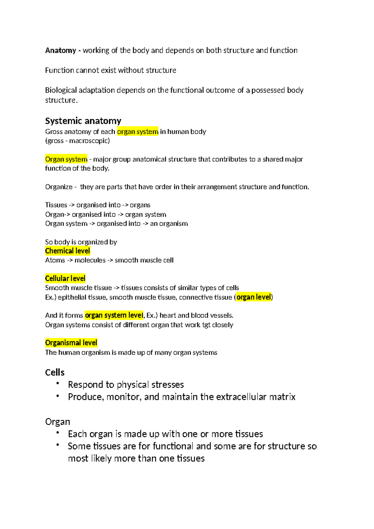 Anat Introduction to Systemic Anatomy - Anatomy - working of the body ...