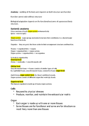 Muscle - ANAT1020 - Studocu