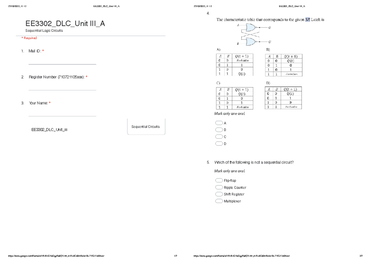 EE3302 DLC Unit III A - Google Forms - 27/10/2022, 11:12 EE3302_DLC_Unit III_A - Studocu
