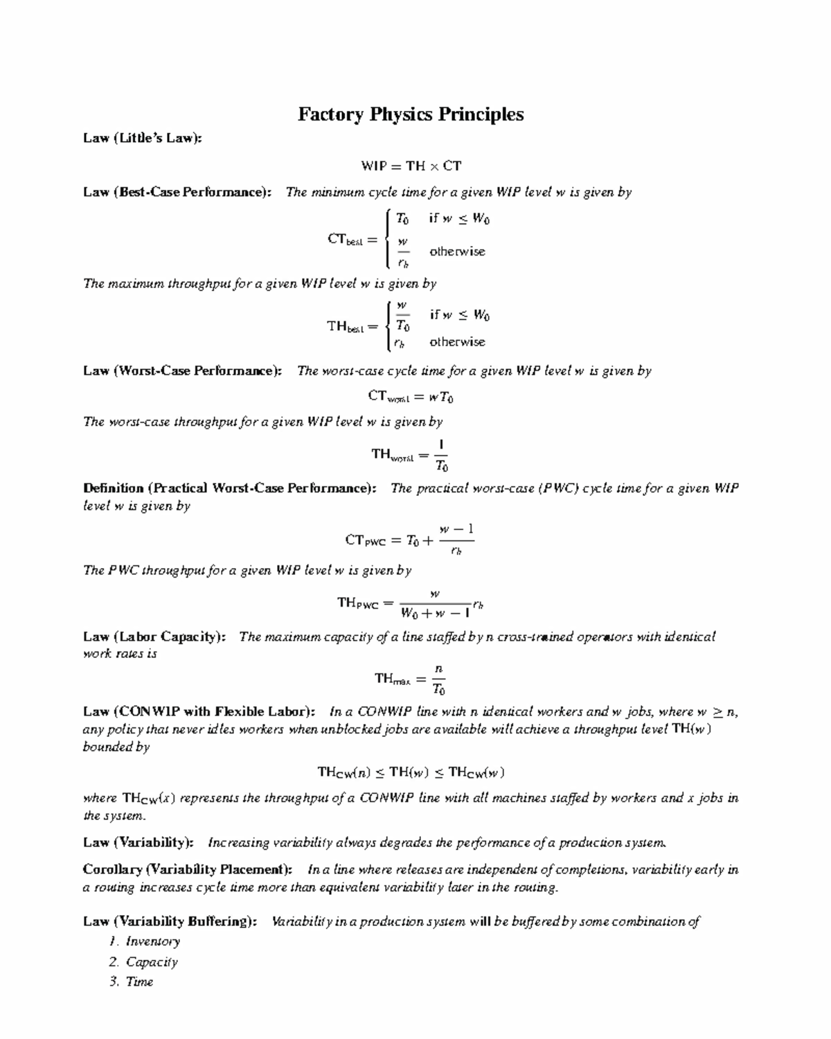 BOOK Factory Physics by Wallace Hopp, Mark Spearman pages: 256-384 - ' - Studeersnel