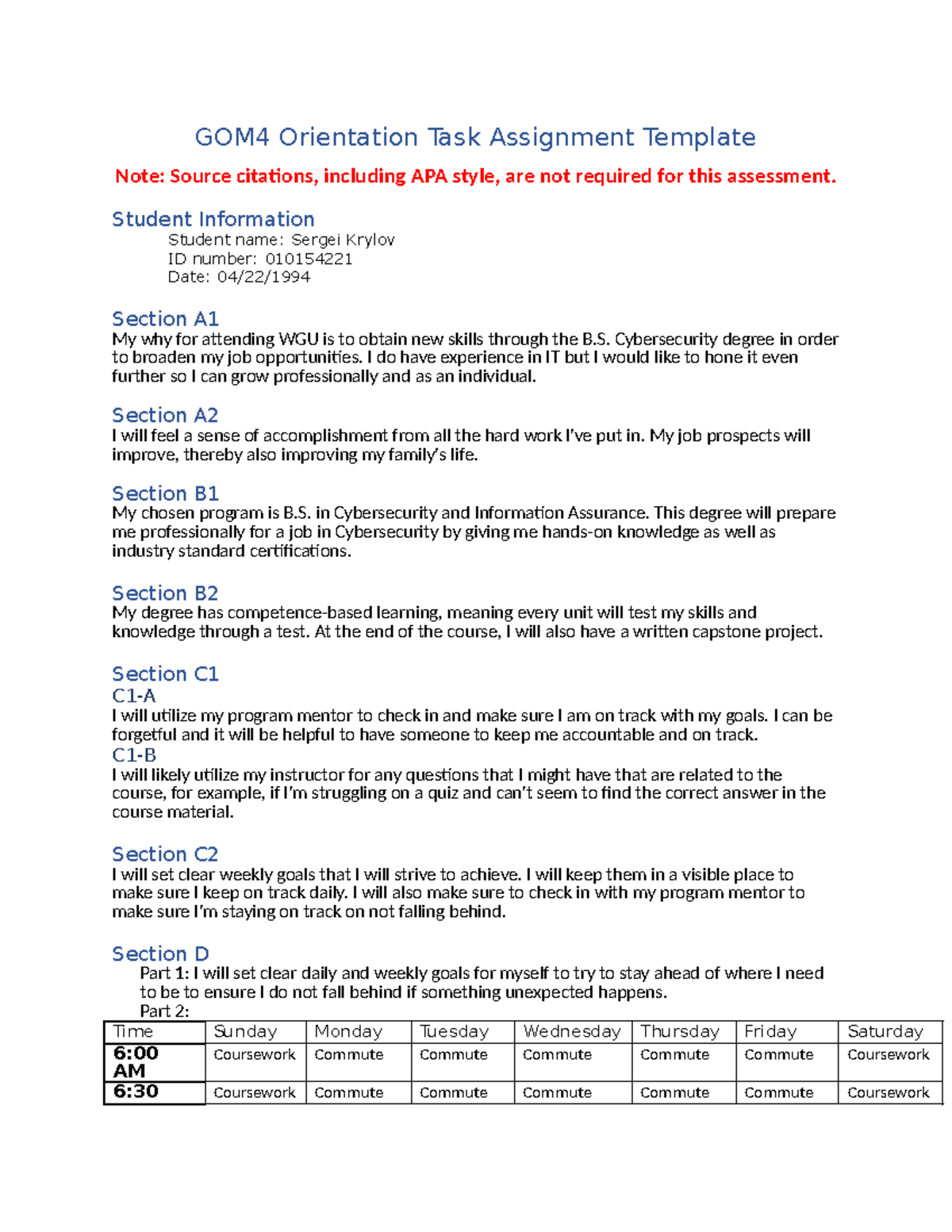 Sergei Krylov Orientation Task - GOM4 Orientation Task Assignment Template Note: Source ...