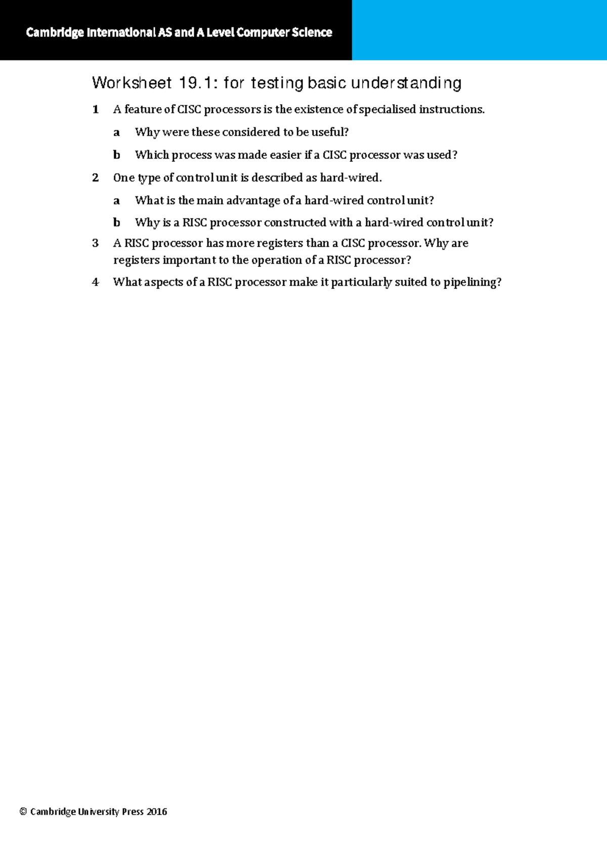 Cambridge A Levels Course book CH 19 Worksheet 1 - © Cambridge ...