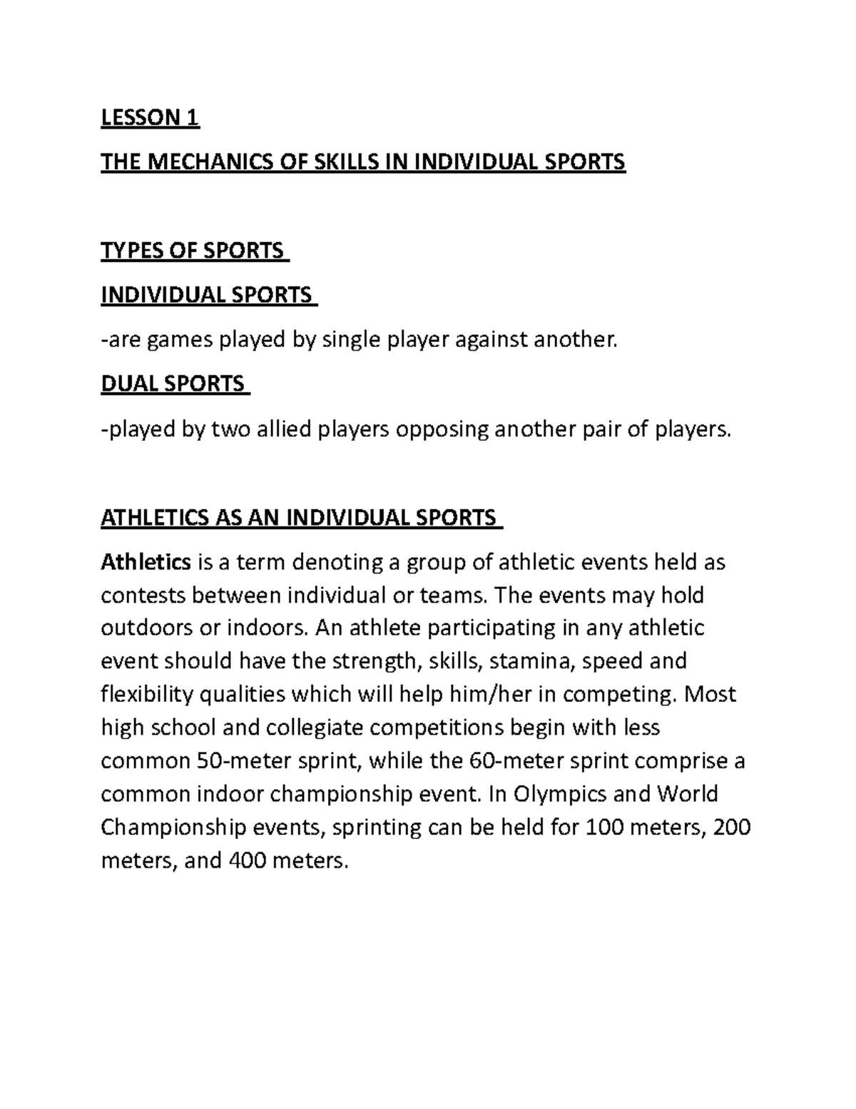 Lesson-1 - lecture - LESSON 1 THE MECHANICS OF SKILLS IN INDIVIDUAL ...