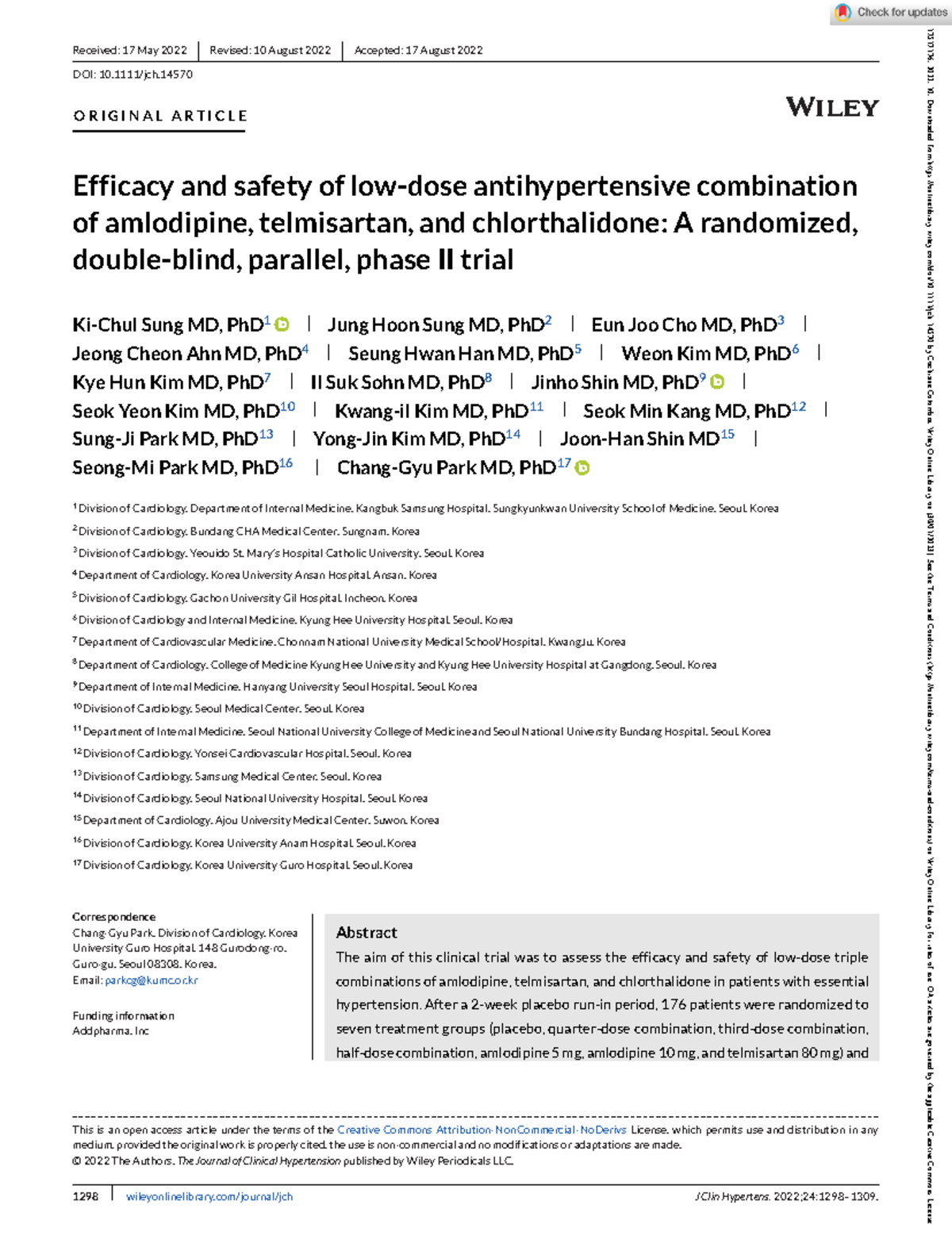 J of Clinical Hypertension - 2022 - Sung - Efficacy and safety of low ...