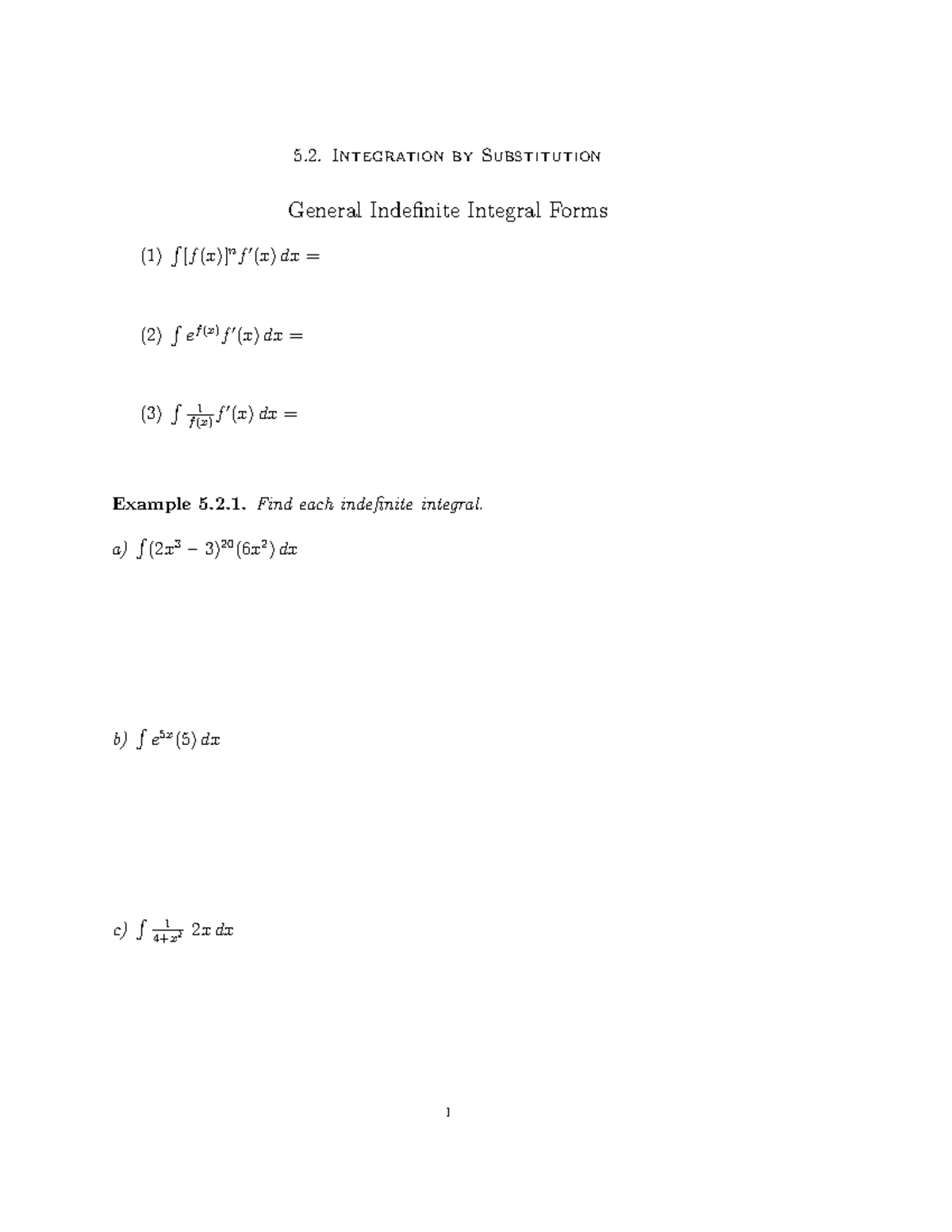 Integration by substitution - Integration by Substitution General ...