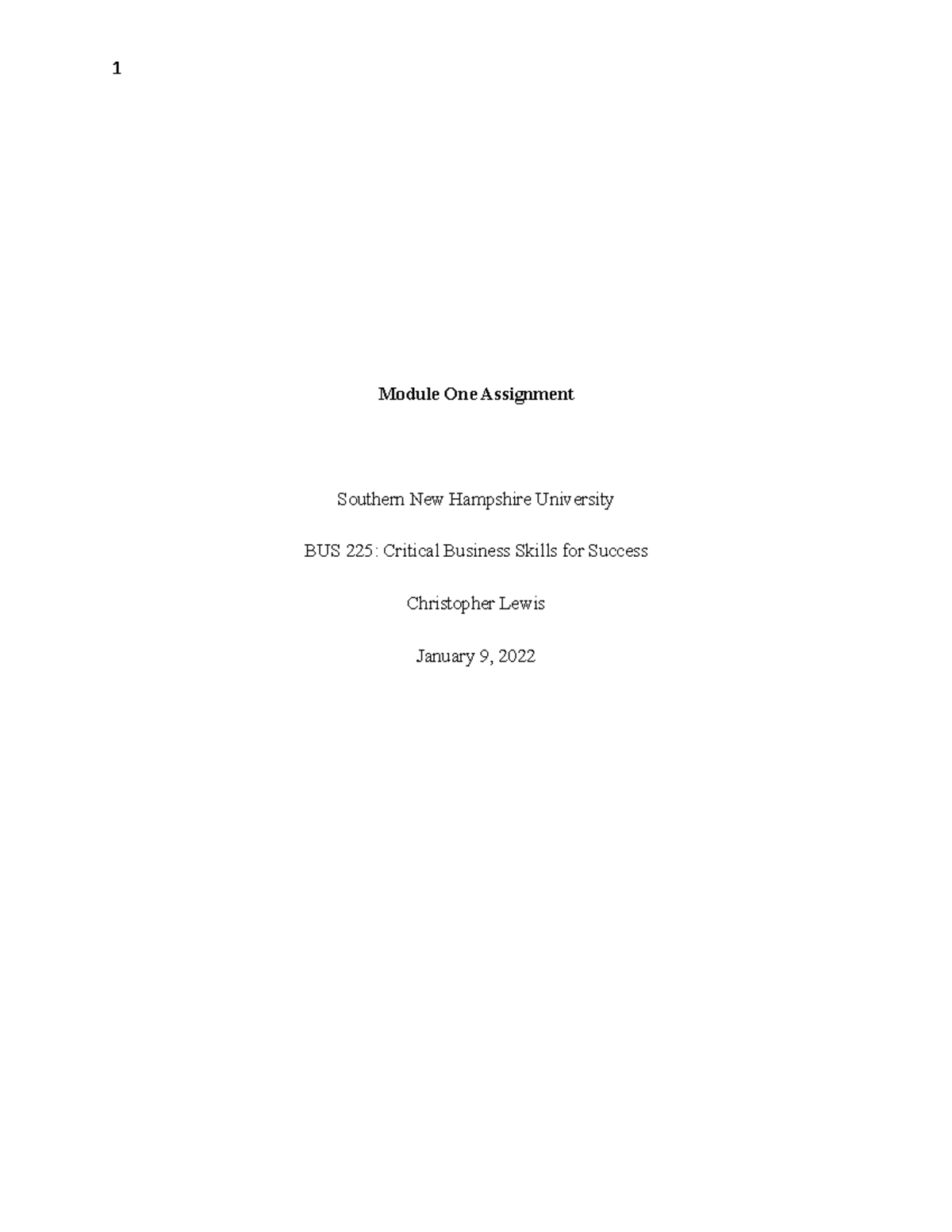 BUS225 Module One Assignment - Module One Assignment Southern New ...