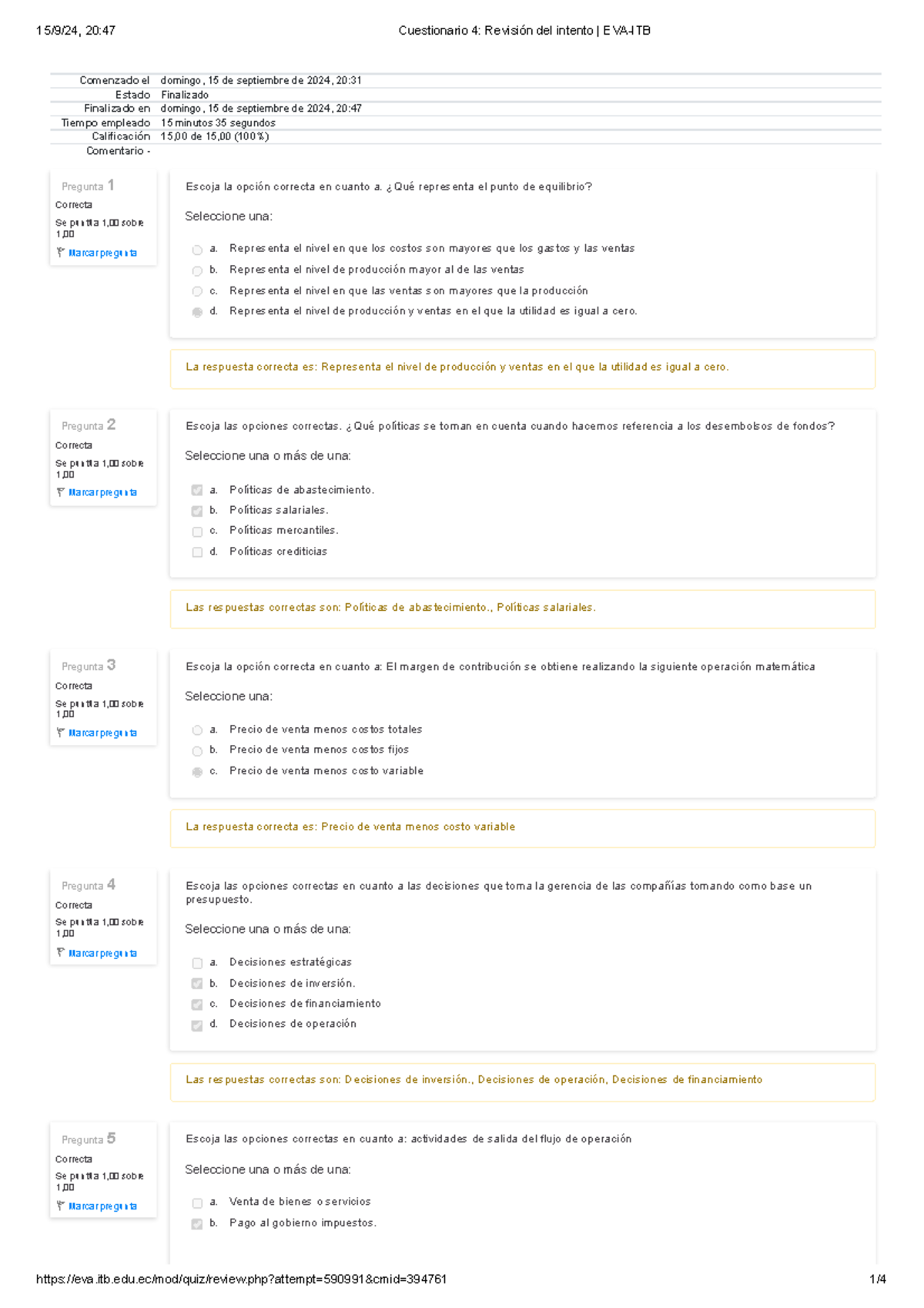 Cuestionario 4 Revisión del intento EVA-ITB - Pregunta 1 Correcta Se ...