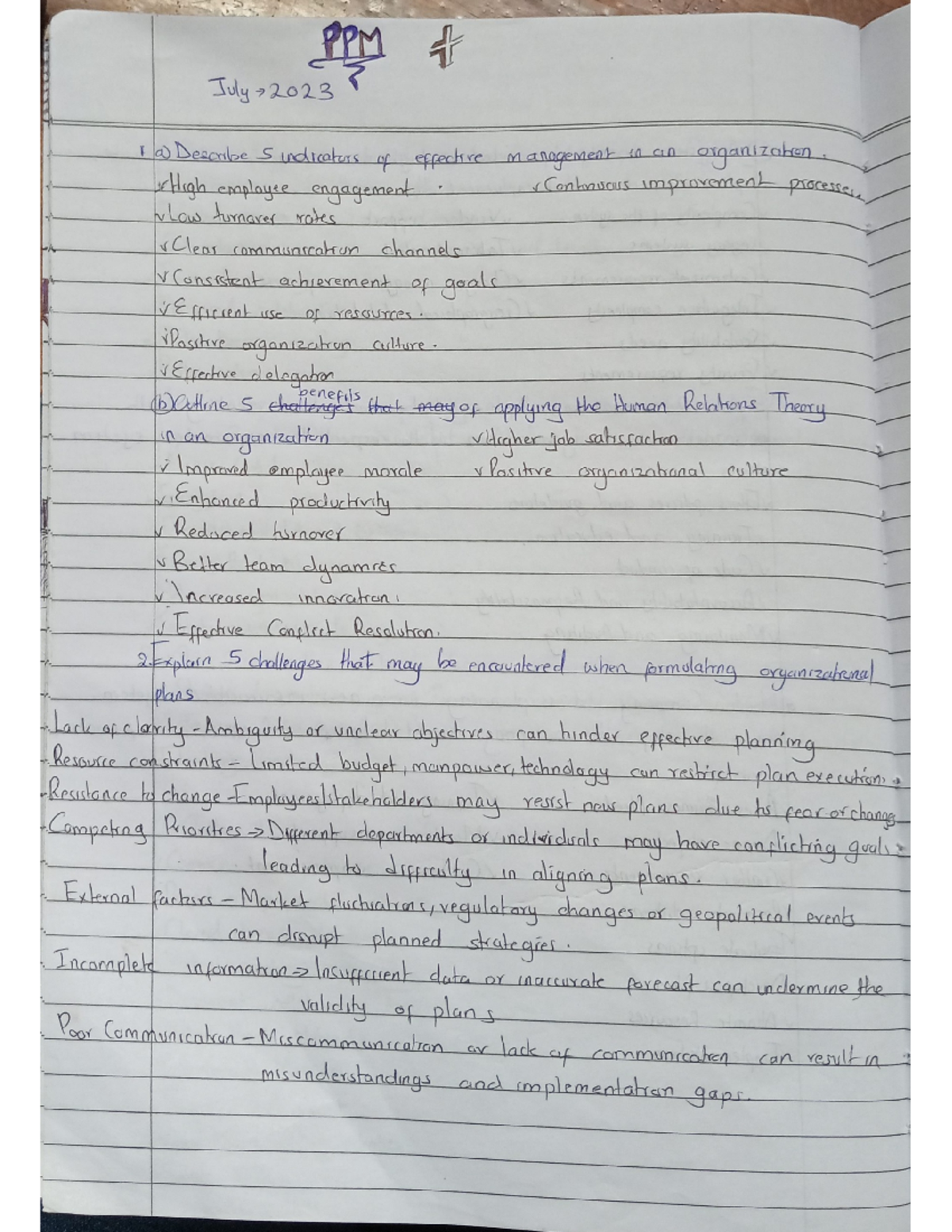 PPM Q&A - Past papers revision questions and answers in PPM - July 2023 ...