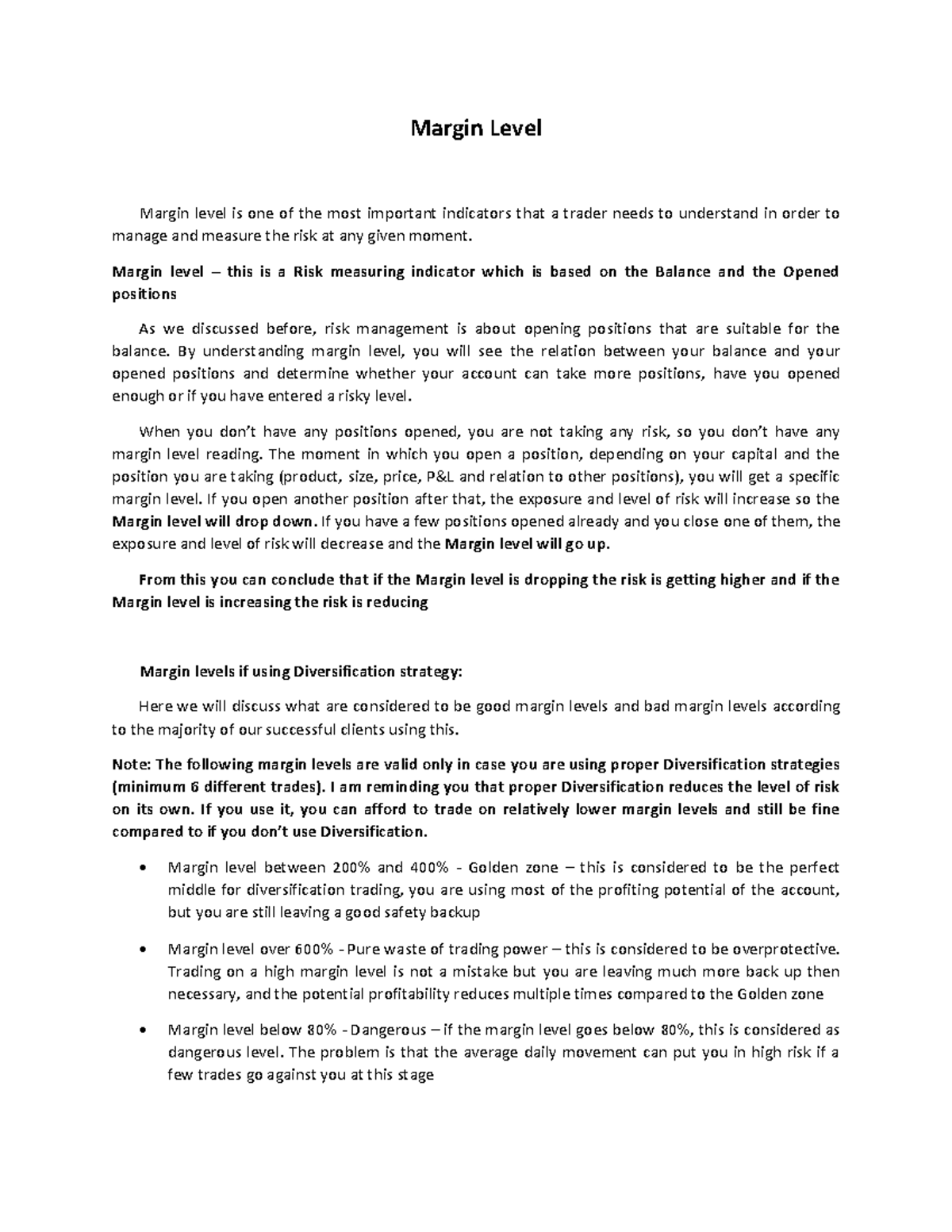 5.)Margin level - For the project students in water and soil management ...