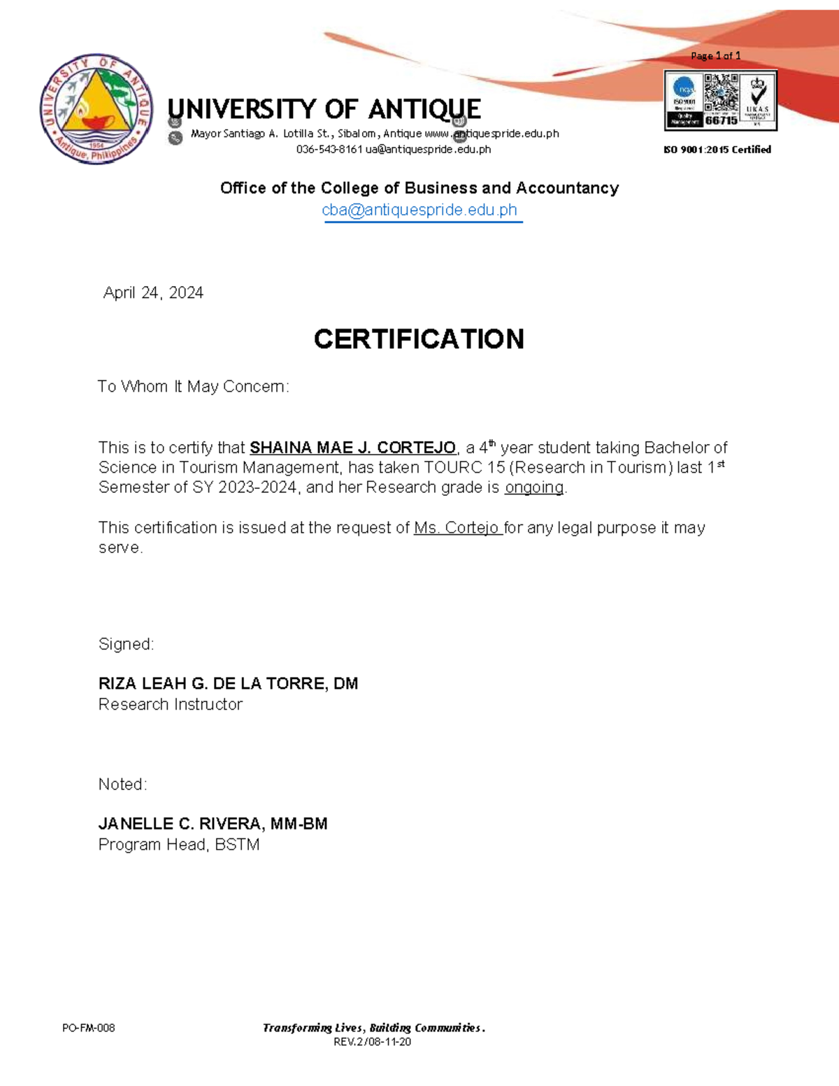 Cortejo-et-al - gygyh - Page 1 of 1 UNIVERSITY OF ANTIQUE Mayor ...