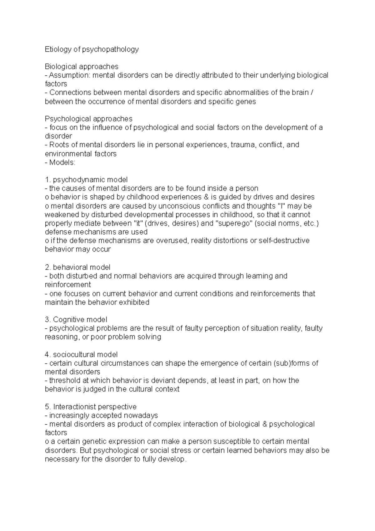 Etiology of psychopathology - Etiology of psychopathology Biological ...